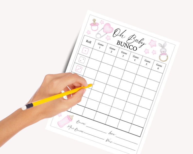 Oh Baby BUNCO Printable Bundle - Score Cards - Tally Sheets - Table ...