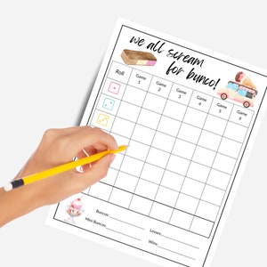 Ice Cream BUNCO Printable Bundle - Score Cards - Tally Sheets - Table ...