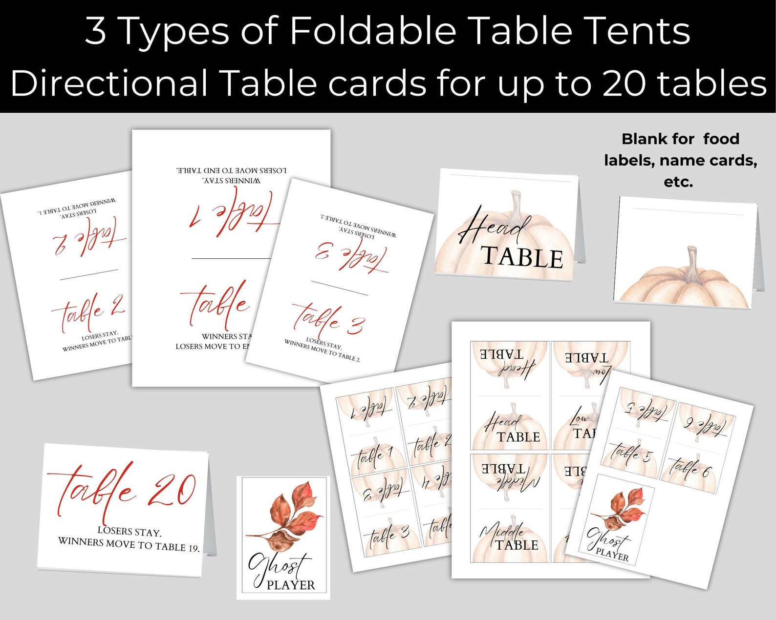 Fall BUNCO Printable Bundle - Score Cards - Tally Sheets - Table Cards ...
