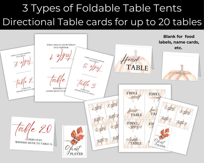 Fall BUNCO Printable Bundle - Score Cards - Tally Sheets - Table Cards ...