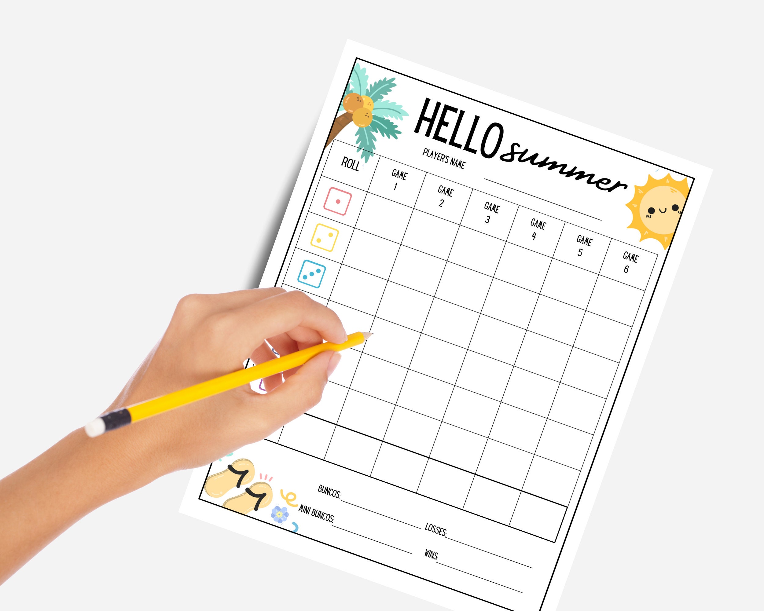 Summer BUNCO Printable Bundle Score Cards Tally Sheets Table Cards ...