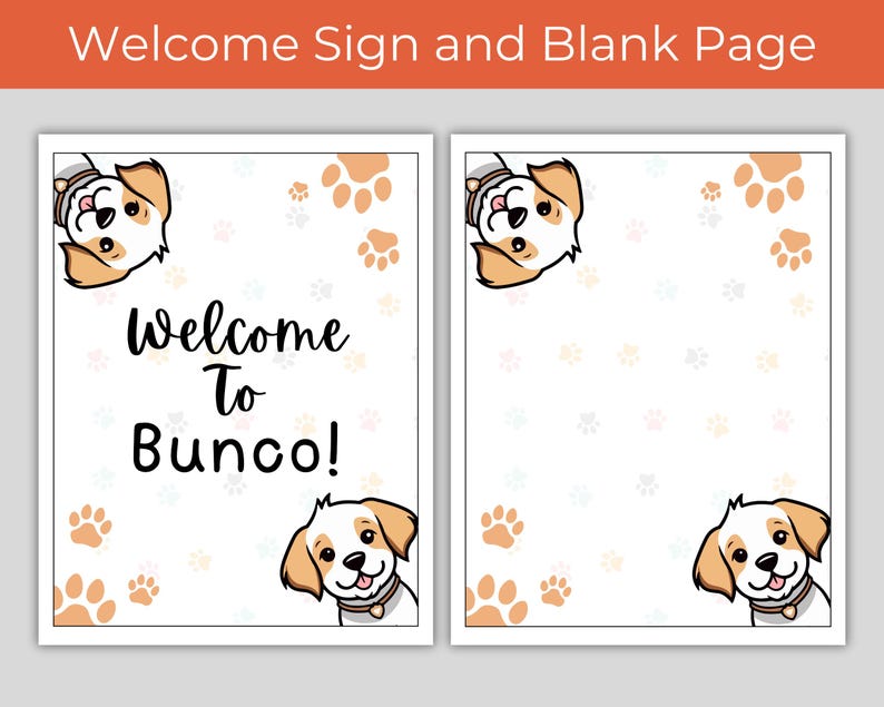 Dog Themed BUNCO Printable Bundle - Score Cards - Tally and Table Cards ...