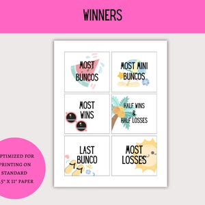 Summer Sun and Bunco Fun BUNCO Printable Bundle - Score Cards - Tally ...
