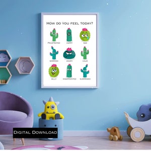 Cactus Feelings Poster, How Do You Feel Today? Digital Prints Wall Art ...