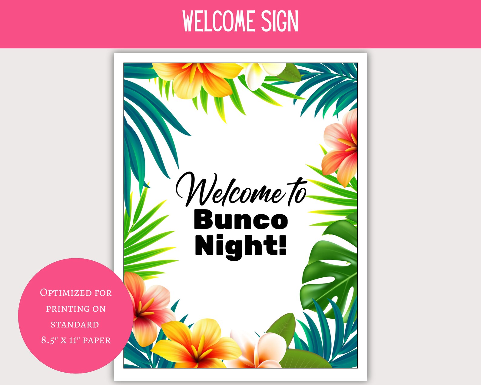 Tropical Flower BUNCO Printable Bundle - Score Cards - Tally Sheets ...