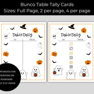 Halloween BUNCO Printable Bundle - Score Cards - Tally Table Cards ...