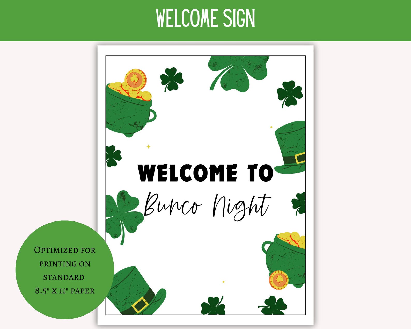 St. Patrick's Day BUNCO Printable Bundle - Score Cards - Tally and ...