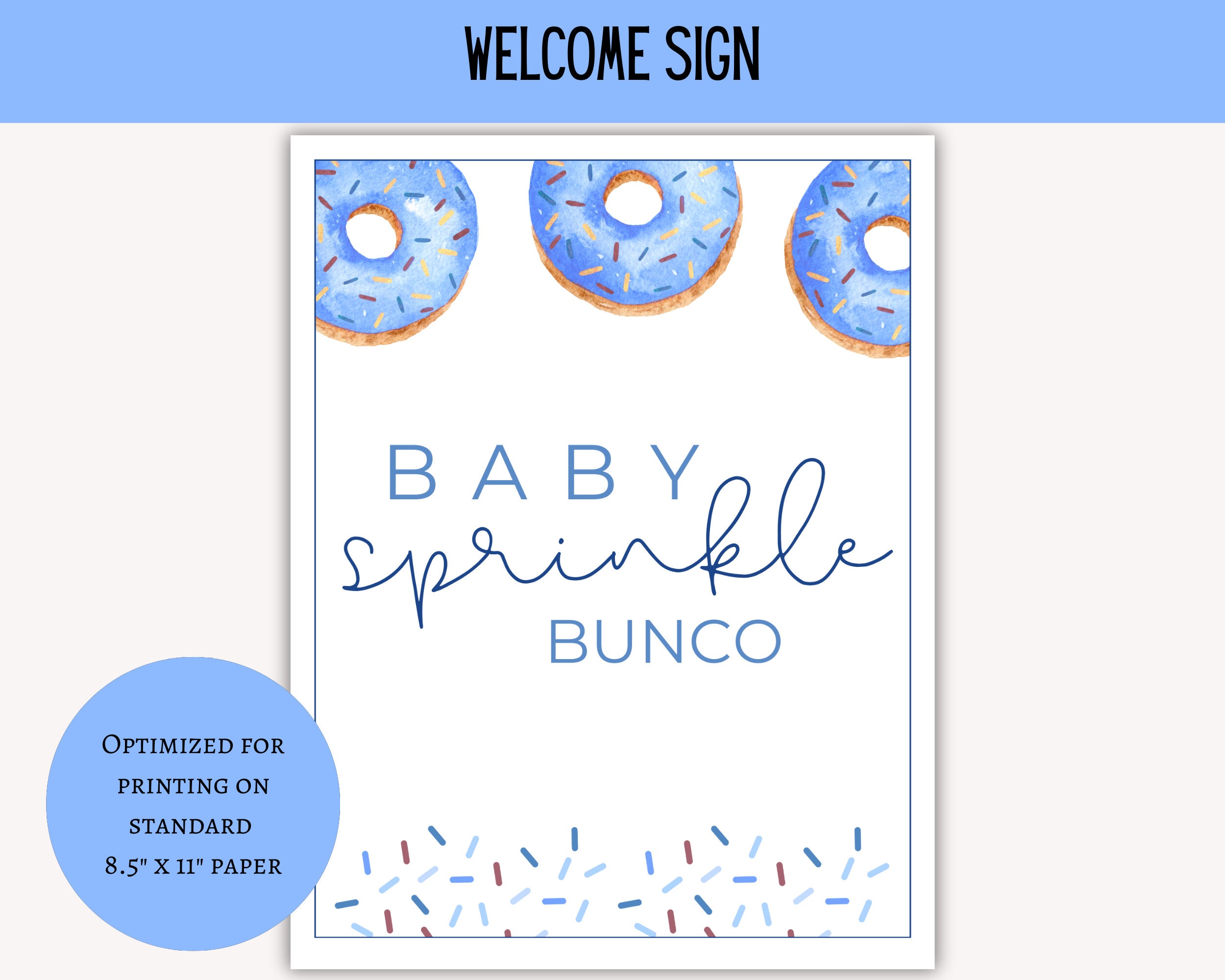 Blue Baby Sprinkle Bunco Themed Game Printable Bundle - Fun Shower ...