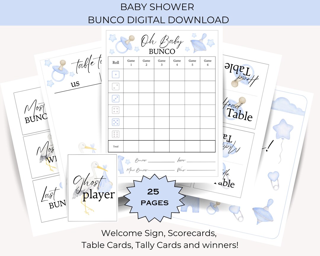 Oh Baby BUNCO Printable Bundle - Score Cards - Tally Sheets - Table ...