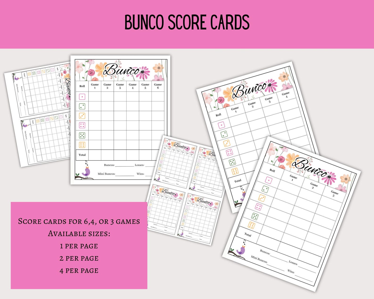 Spring BUNCO Printable Bundle - Score Cards - Tally Sheets - Table ...