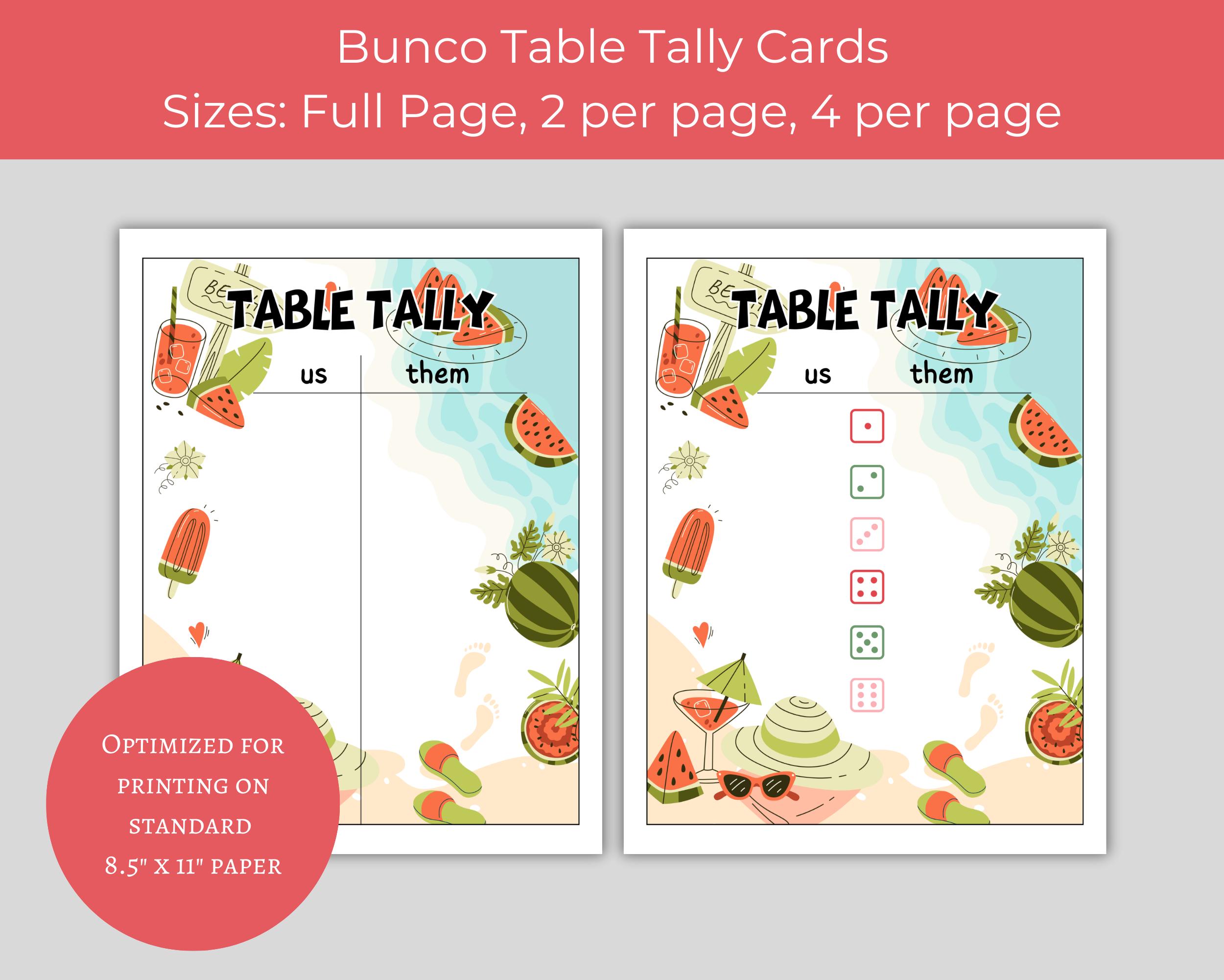 Summer Watermelon BUNCO Printable Bundle - Score Cards - Tally Sheets ...