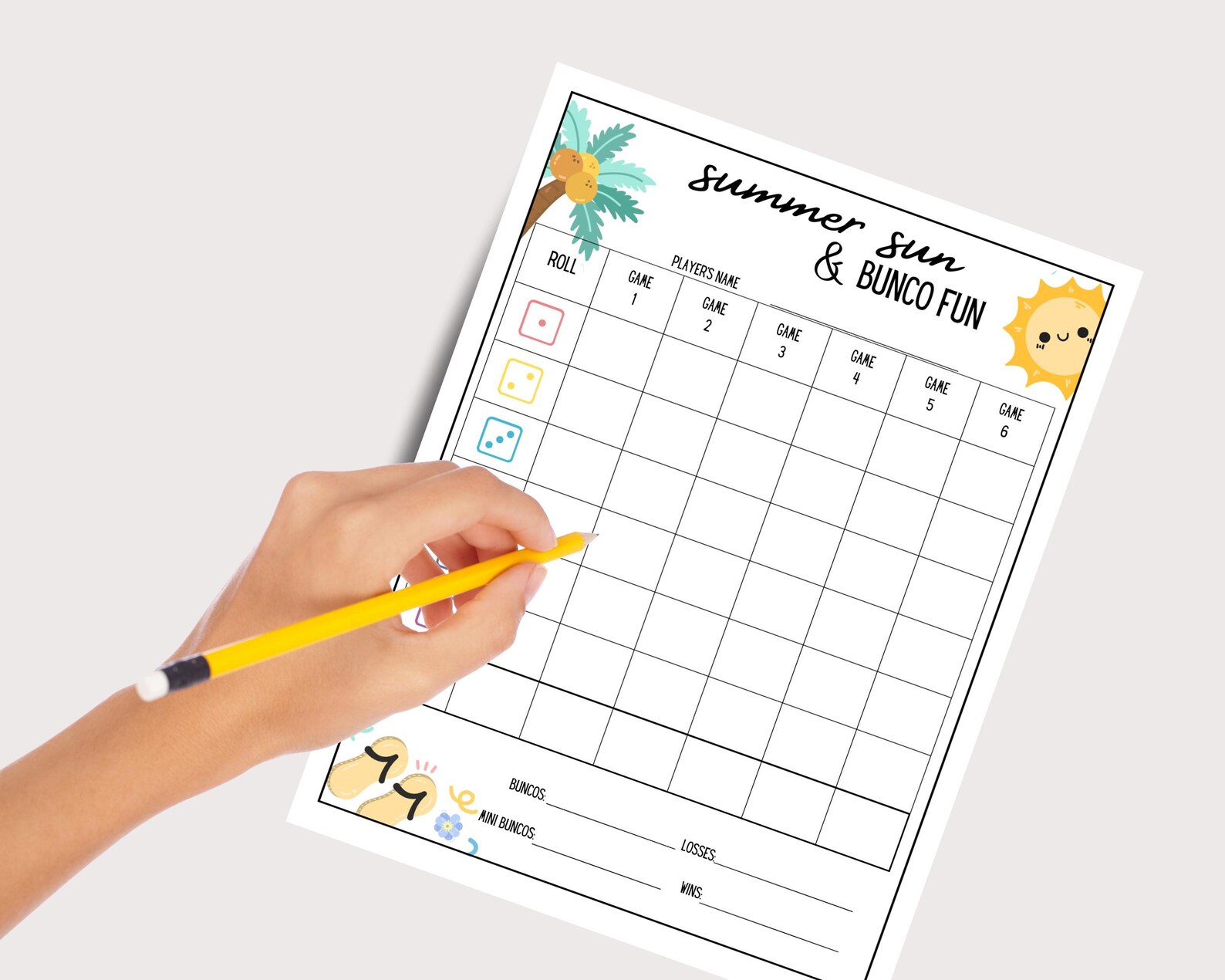 Summer Sun and Bunco Fun BUNCO Printable Bundle - Score Cards - Tally ...