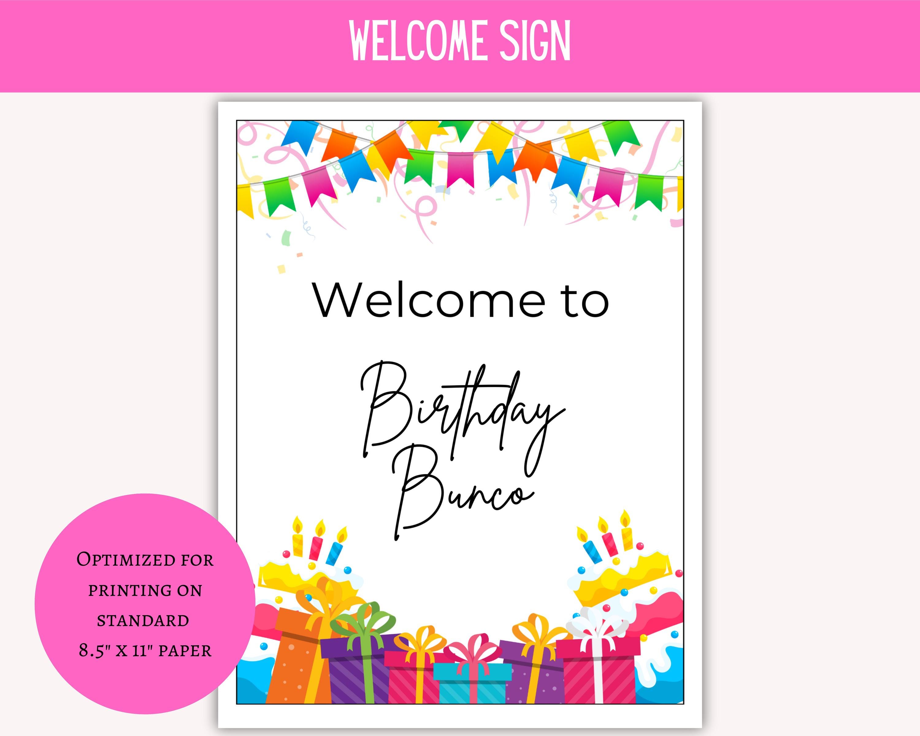 Birthday BUNCO Printable Bundle - Score Cards - Tally Sheets - Table ...