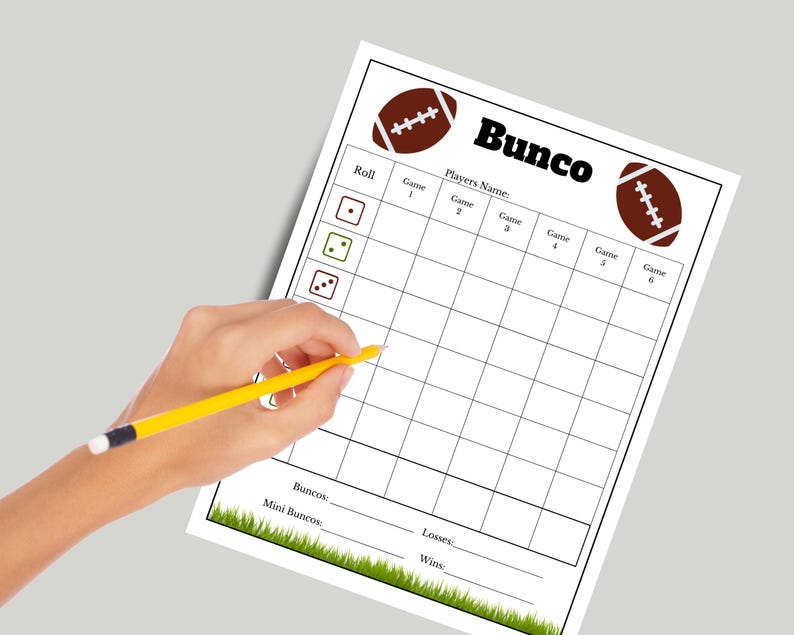 Football BUNCO Printable Bundle - Score Cards - Tally Sheets - Table ...
