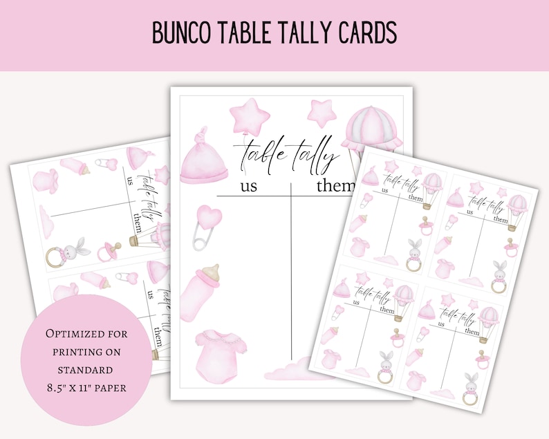 Oh Baby BUNCO Printable Bundle - Score Cards - Tally Sheets - Table ...