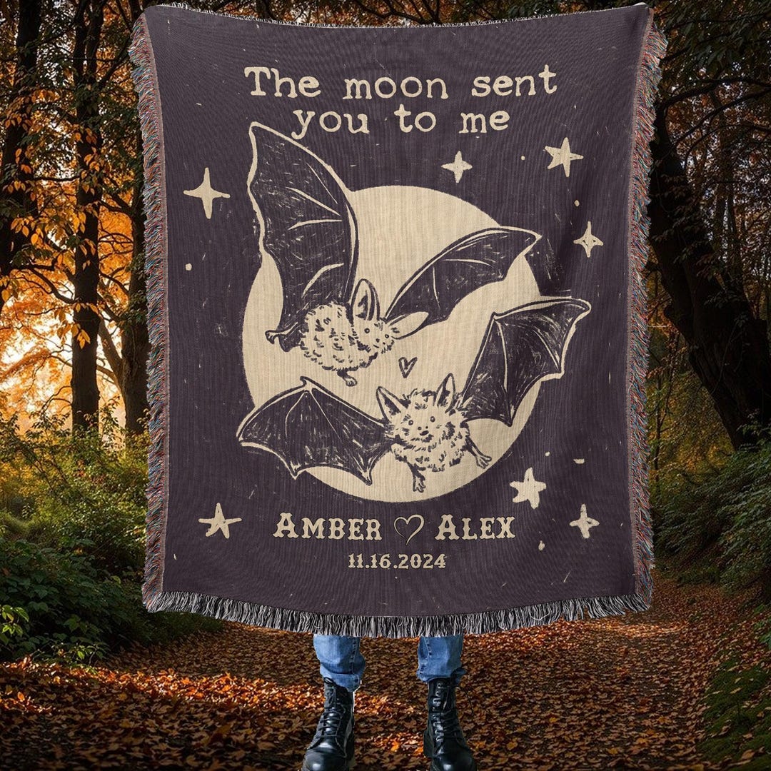 Personalized Wedding Anniversary Bat Couple Christmas Woven Blanket ...