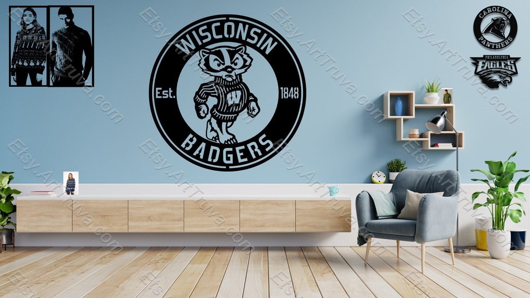 Wisconsin Badgers, American Football Team Sign, Wall Art, Wall Sign ...