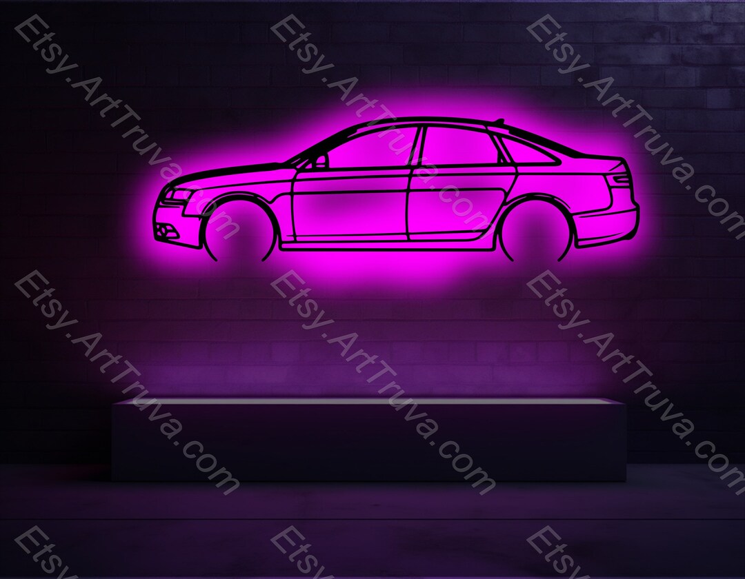 Custom Sport Car, A6 LED Sign Car Enthusiast Gift, Silhouette Wall Art ...
