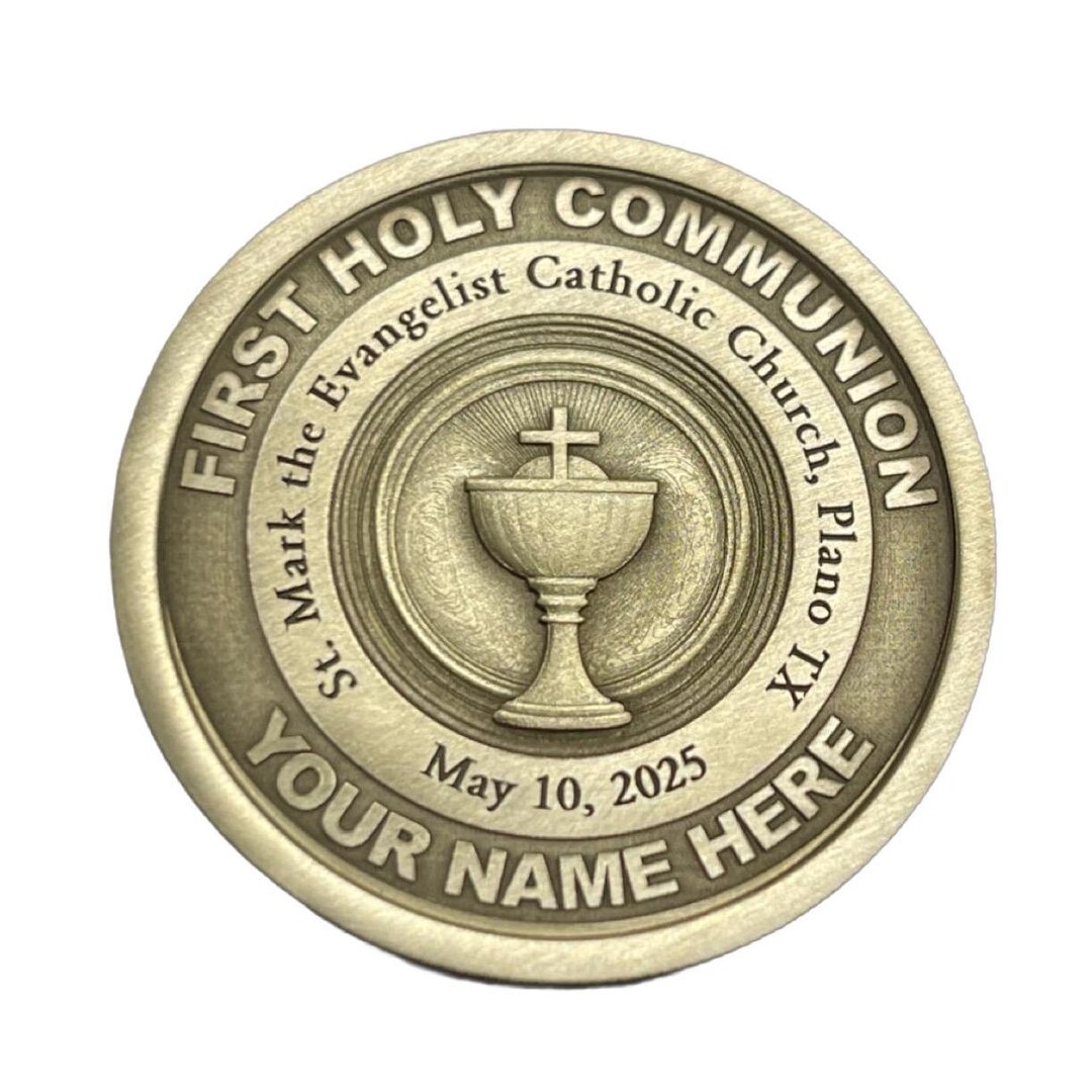 First Communion 3D Personalized Keepsake Brass Coin - Etsy