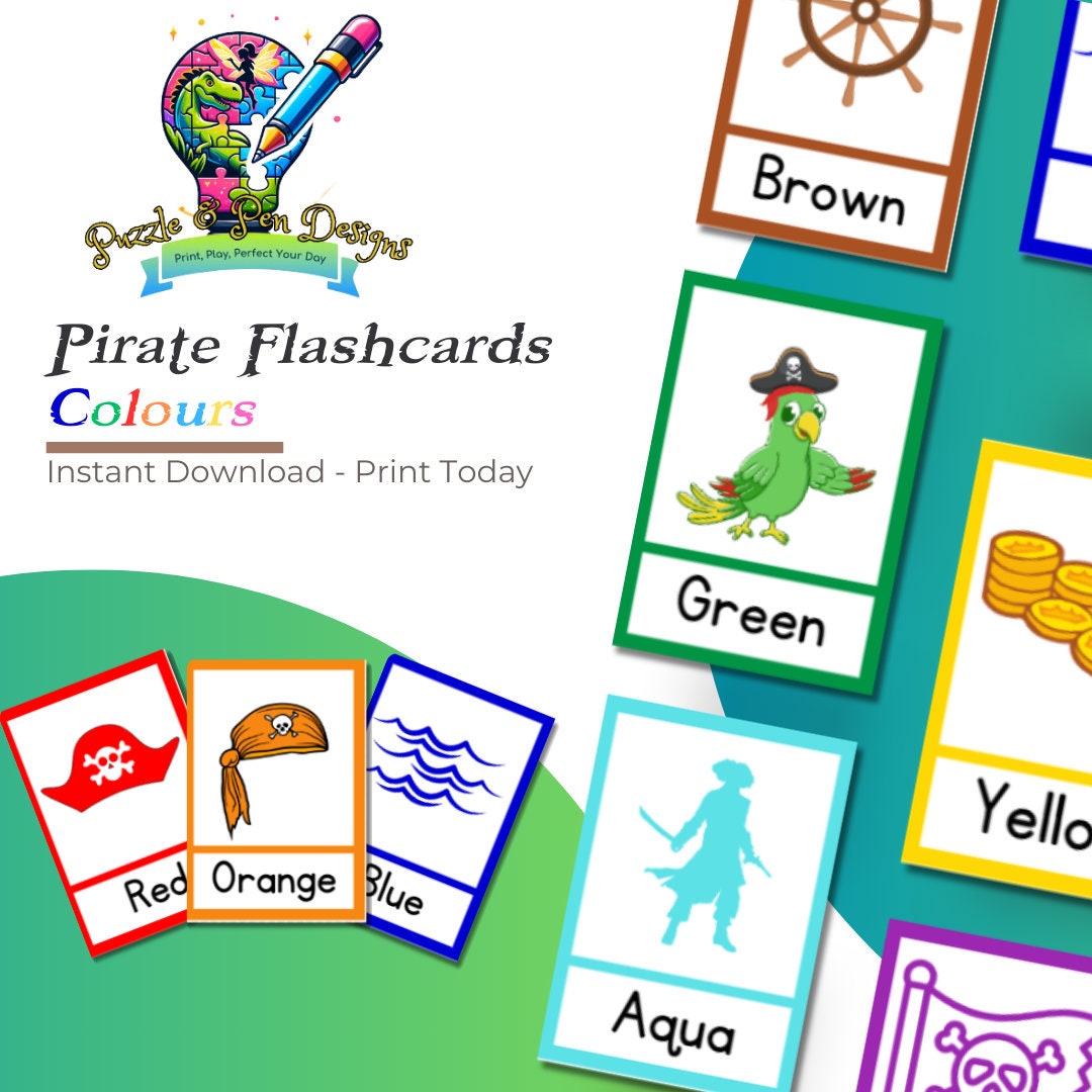 Pirate-themed Printable Color Flashcards for Kids Educational & Fun ...