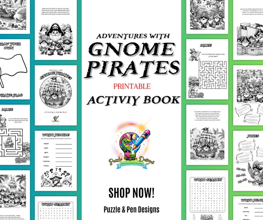 Adventures With Gnome Pirates Printable Coloring & Activity Book PDF ...
