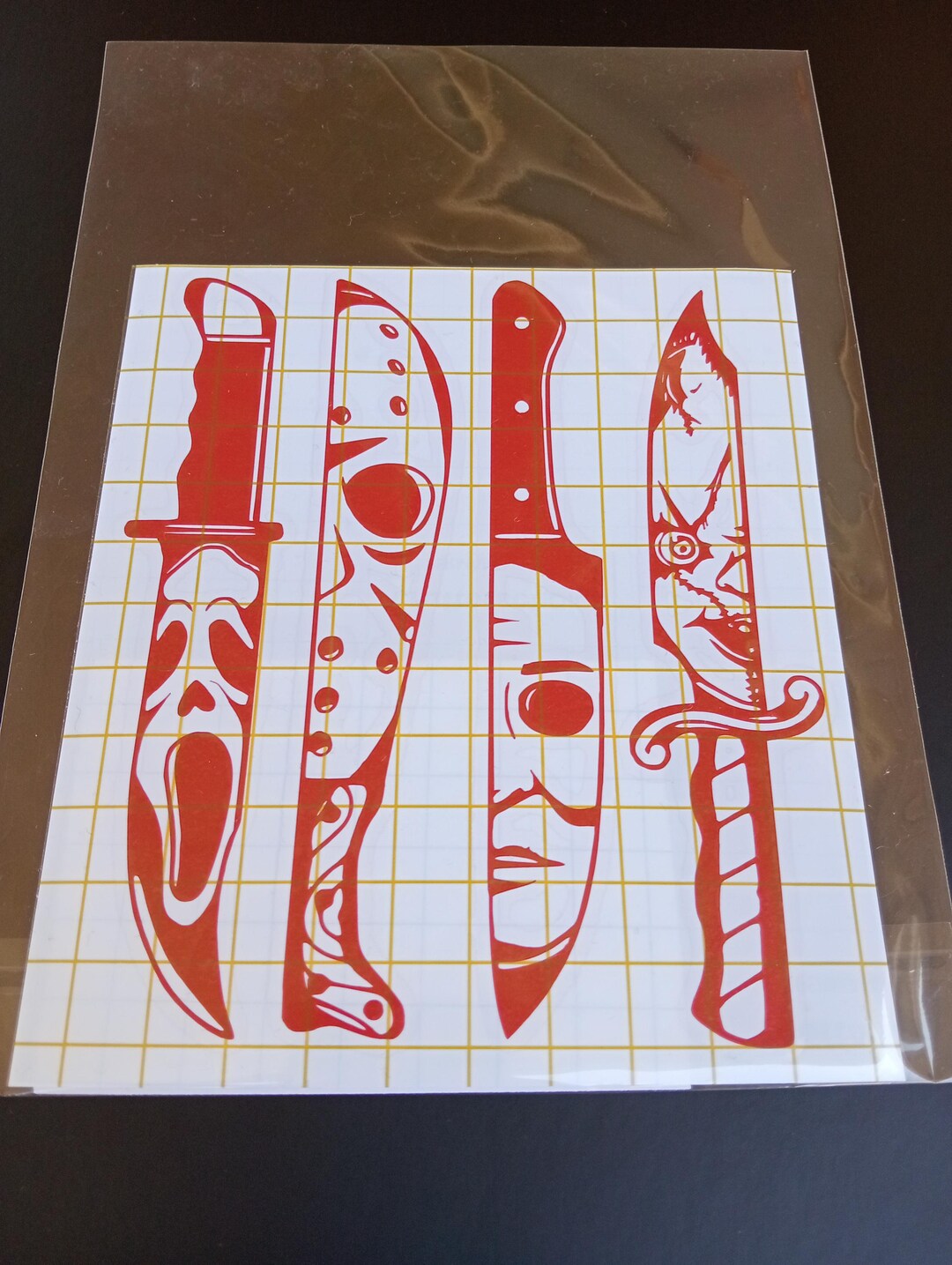 Red Horror Movie Serial Killer Knives Vinyl Decal Stickers Set Chucky ...