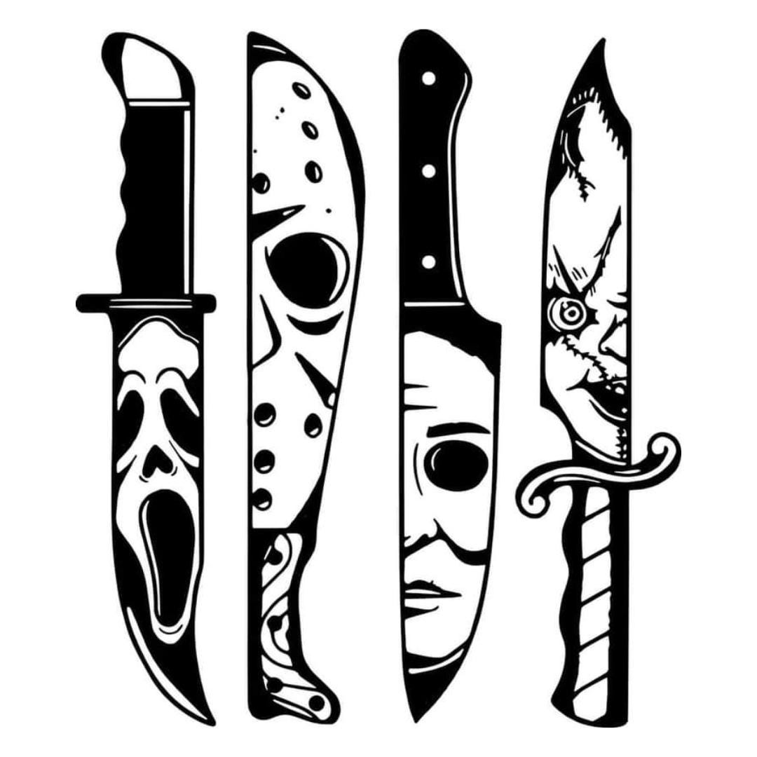 Horror Movie Serial Killer Knives Vinyl Decal Stickers Set Chucky ...
