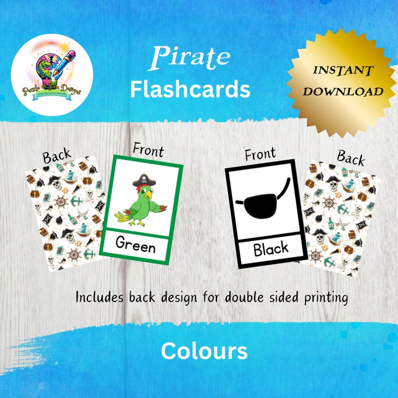 Pirate-themed Printable Color Flashcards for Kids Educational & Fun ...
