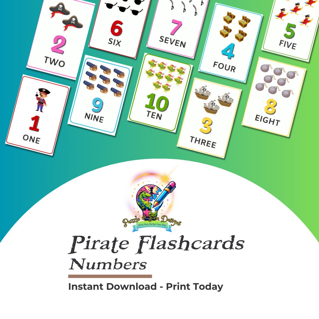 Pirate-themed Printable Number Flashcards for Kids Educational & Fun ...