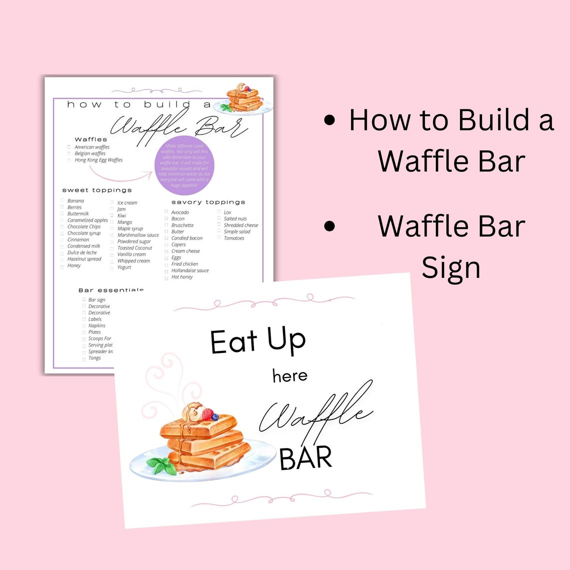 Waffle Bar Kit, Printable Waffle Bar Sign, Waffle Station - Etsy