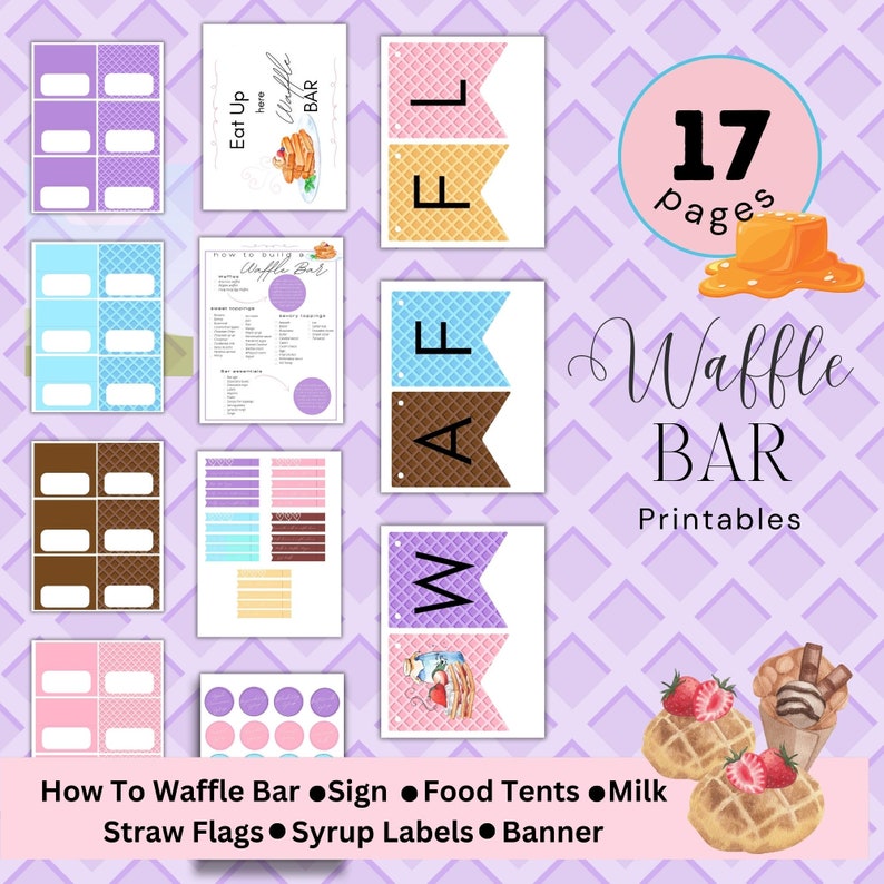 Waffle Bar Kit, Printable Waffle Bar Sign, Waffle Station - Etsy