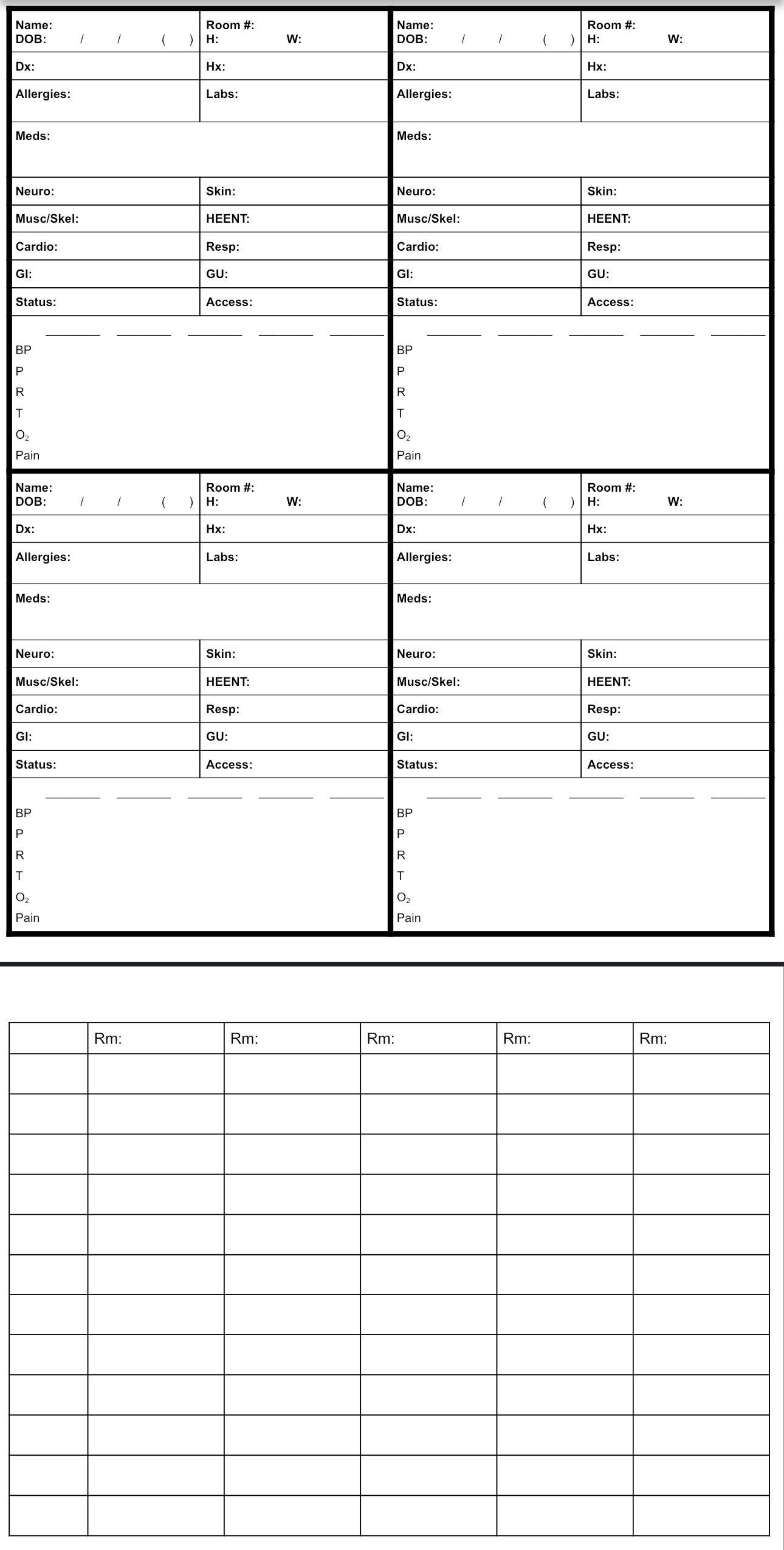 Brain Sheet W/ Hourly Rounding Schedule - Etsy