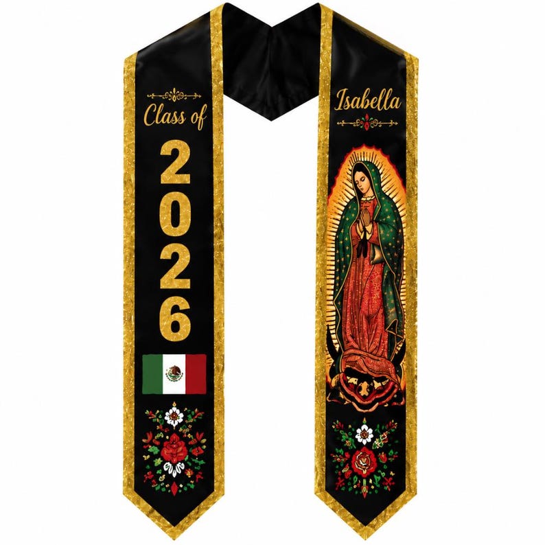 Personalized Glitter Graduation Stole 2026, Custom Name Senior Sash ...