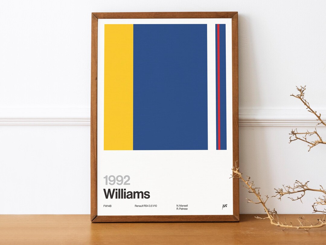 Williams 1992 | F1 Minimalist Livery Poster - Etsy