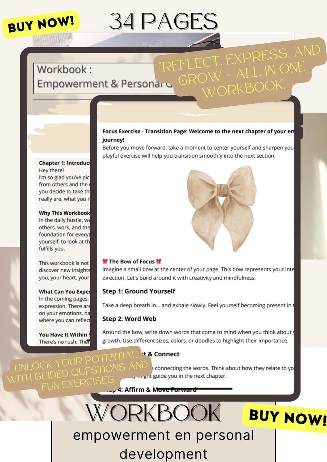 Workbook Empowerment & Personal Growth, Beige Digital Self-reflection ...