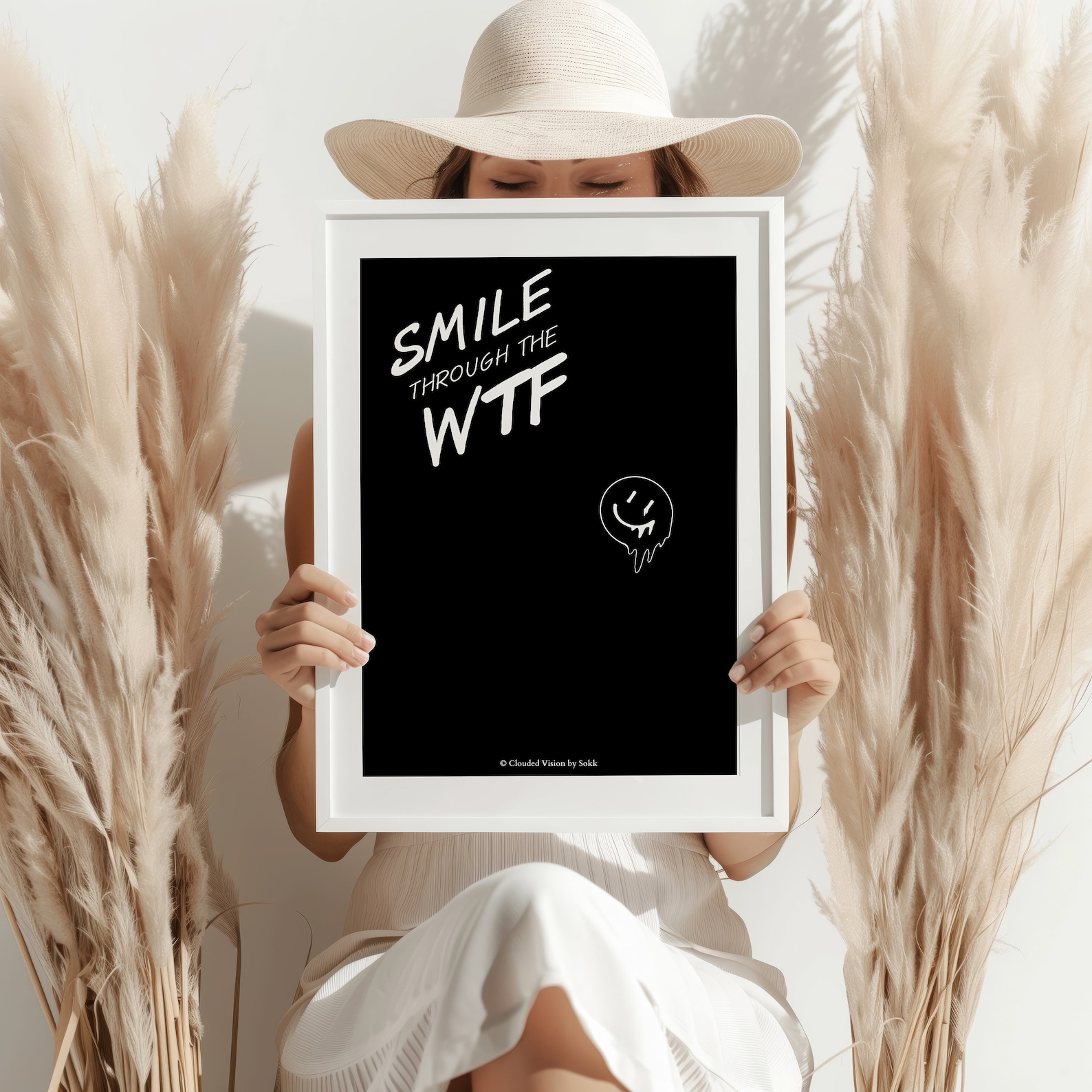 Smile Through the WTF Poster, Instant Download, Black and White Graphic ...
