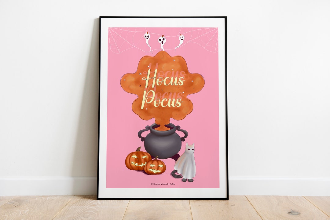 Pink Hocus Pocus Poster, Danish Pastel Halloween Decoration, Printable ...