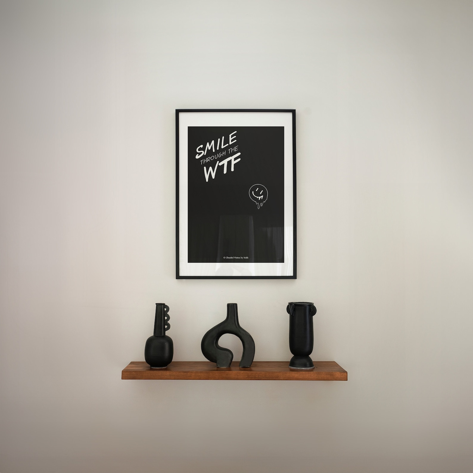 Smile Through the WTF Poster, Instant Download, Black and White Graphic ...