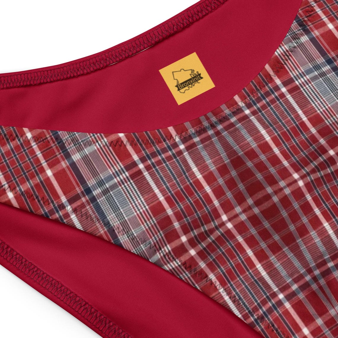 Red Plaid Bandeau Bikini- Jamaican Bandana - Etsy
