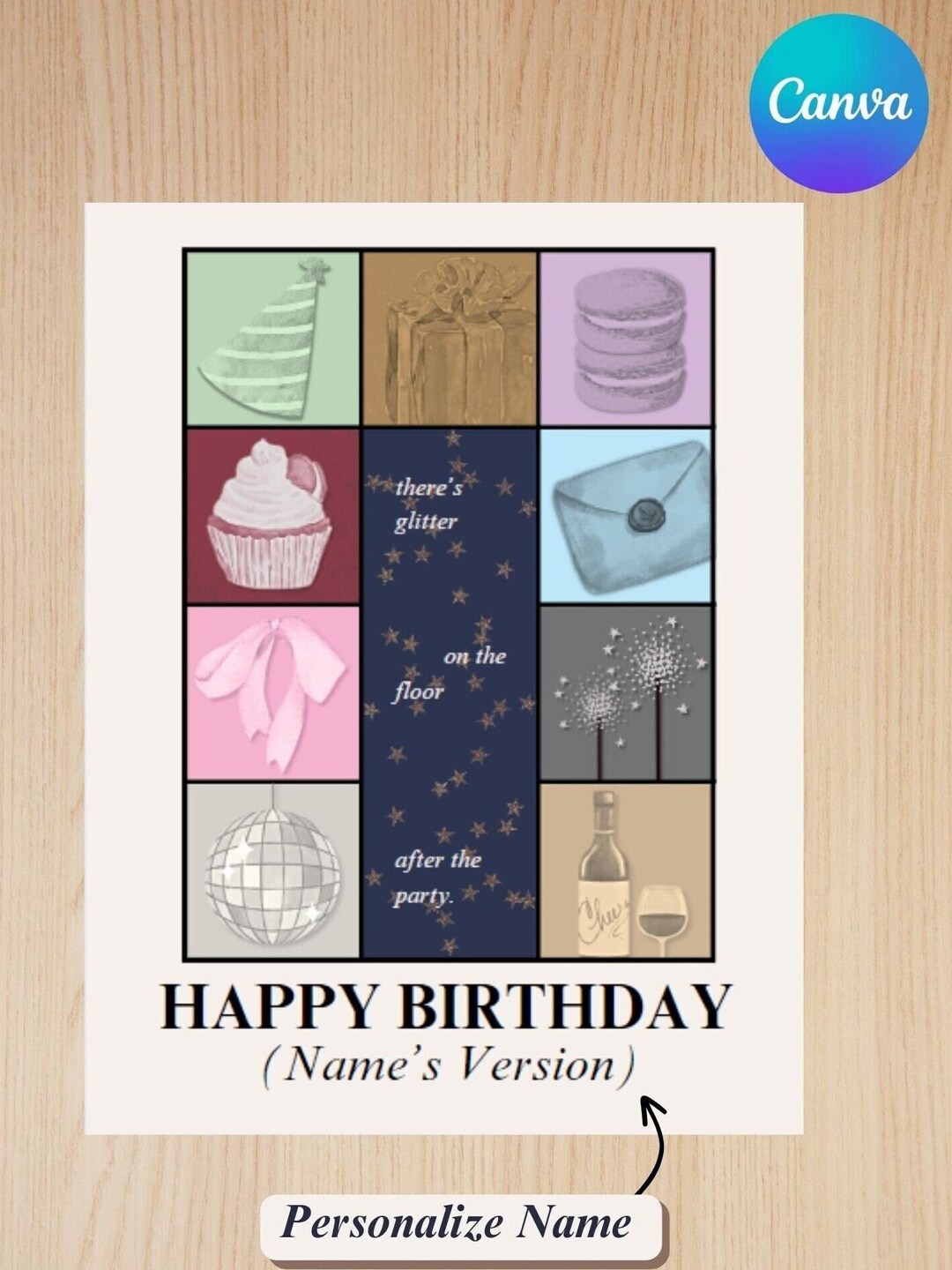 Taylor Swift Eras Poster Birthday Postcard (canva Template) - Etsy