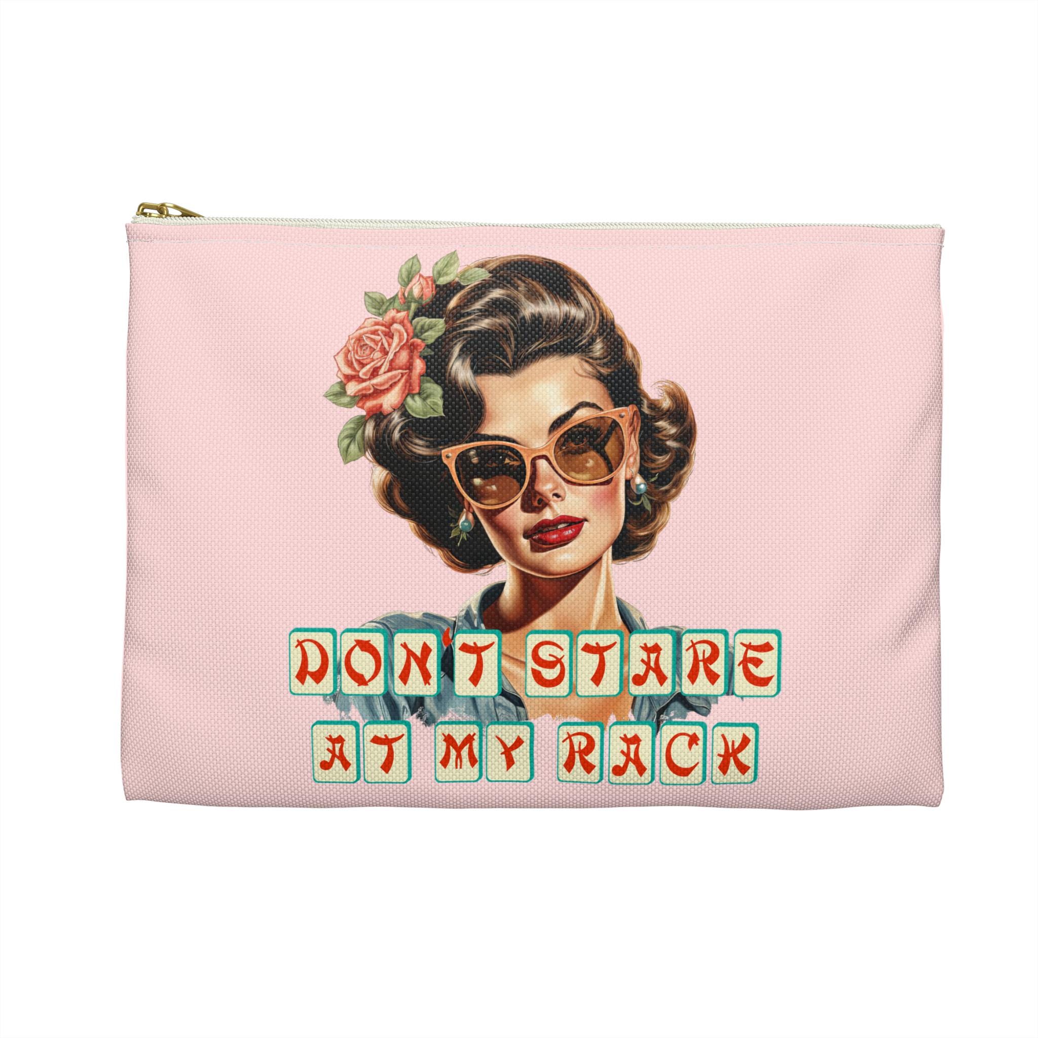 Cute Pink Mahjong "don't Stare at My Rack" Small Accessory Pouch ...
