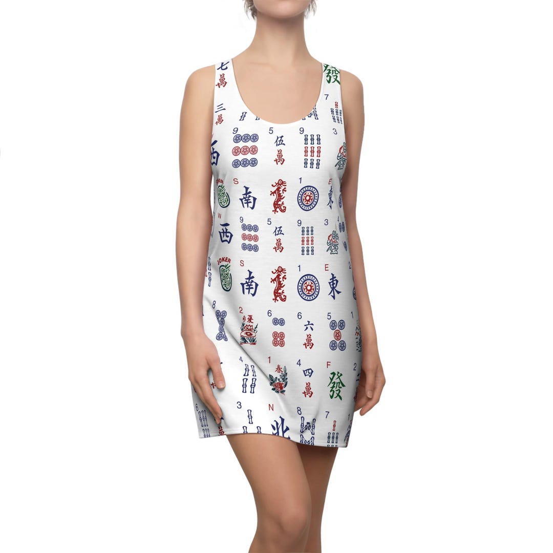 Mahjong Tiles Racerback Dress Women’s Cut and Sew Summer Dress ...