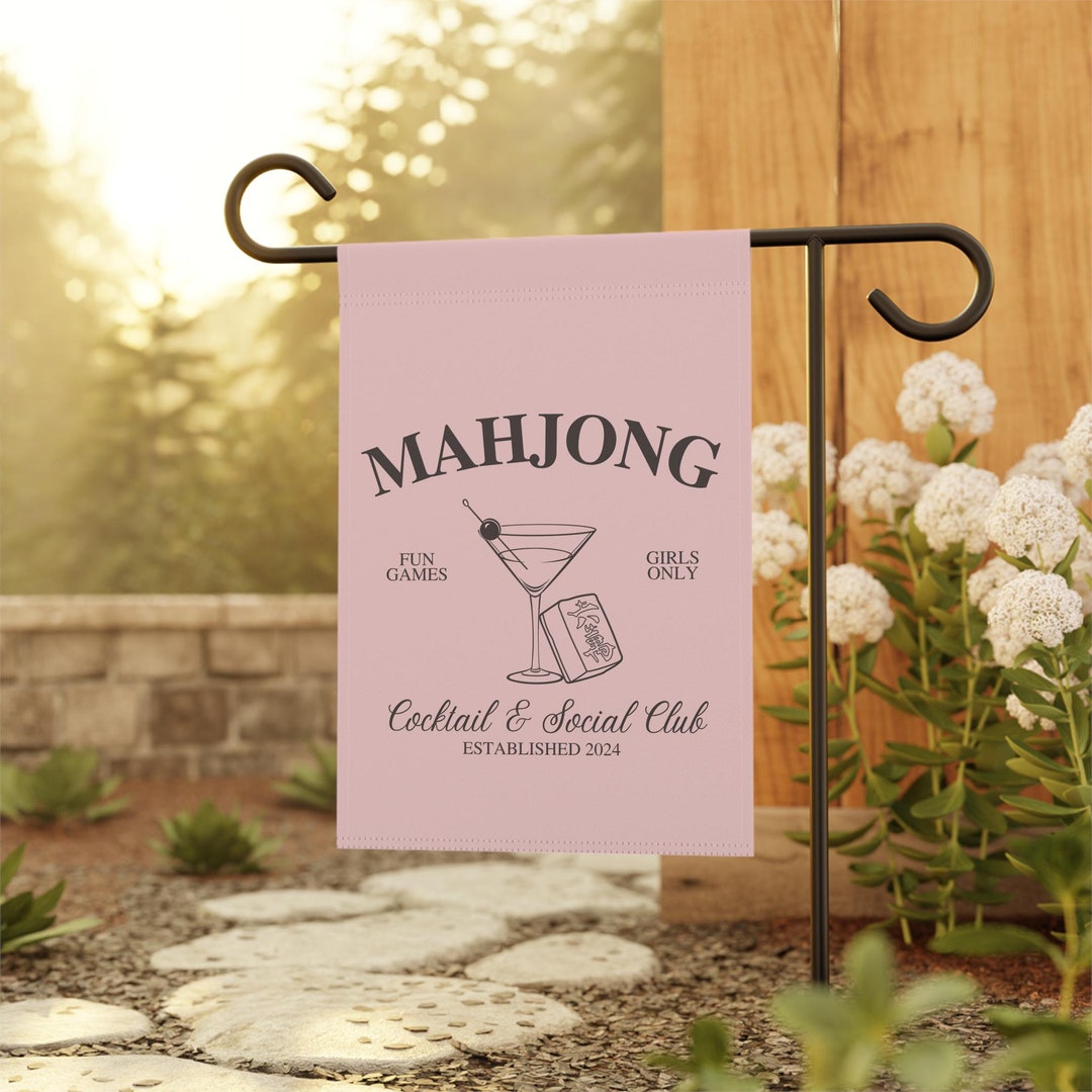 Mahjong Cocktail Social Club Banner, Garden House Decoration, Outdoor ...