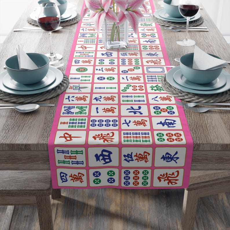 Mahjong Table Runner 16x72in, Birthday Gift, Mahjongg Table Cloth ...