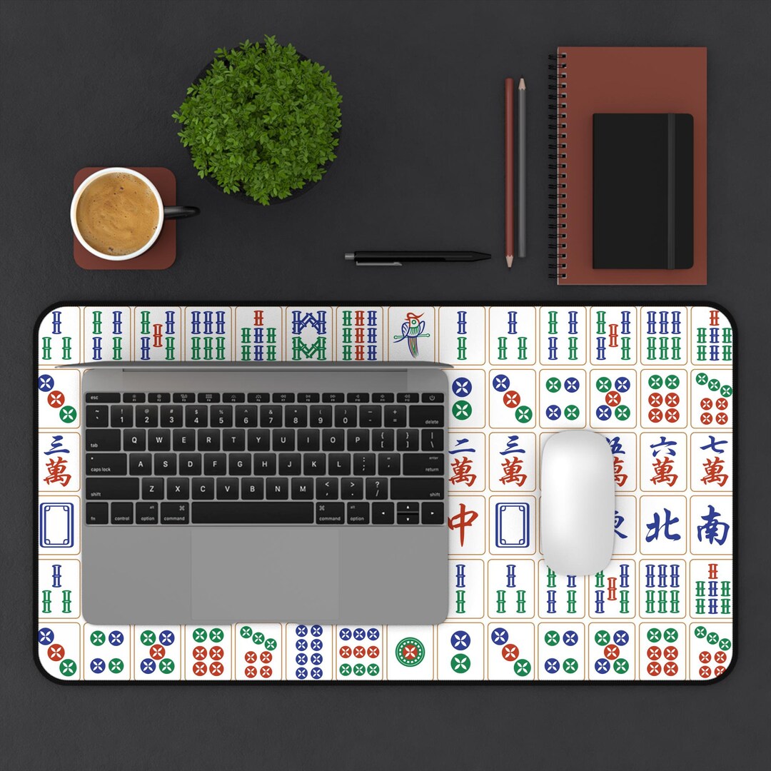 Mahjong Tiles Desk Mat 12x22 In, Dorm Gift, Mom Gift, Office Décor ...