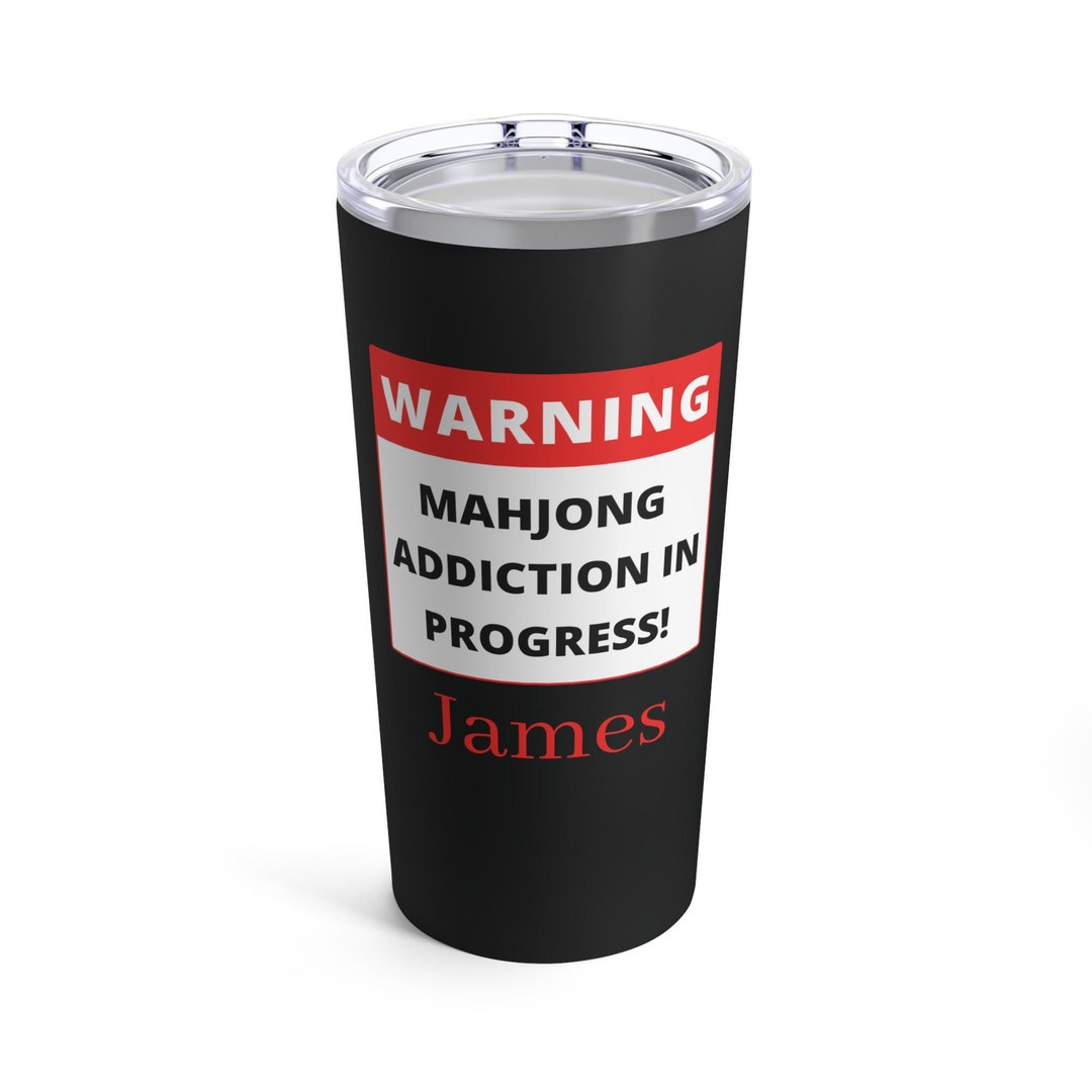 Personalized Funny Mahjong Black Tumbler 20oz, Mahjong Addiction Cup ...