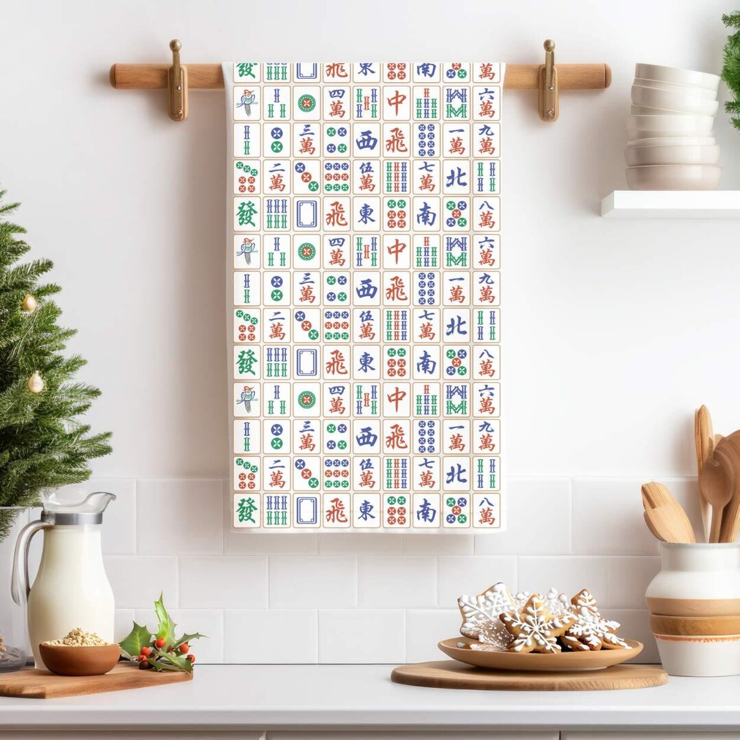 Mahjong Christmas Tea Towel, Birthday Gift, Mahjong Lovers Gift ...