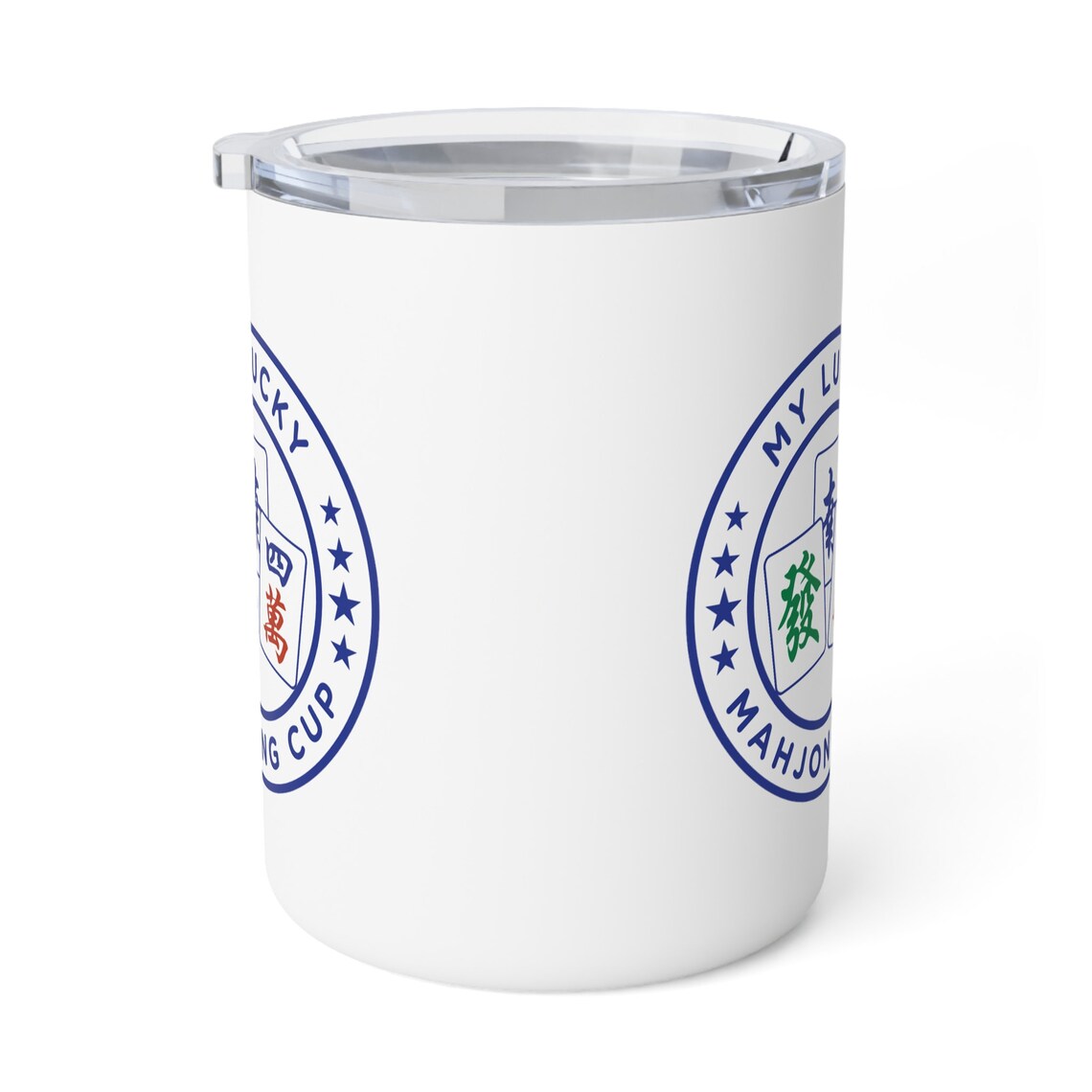 Mahjong Insulated 10oz Coffee Tea Mug, My Lucky Mahjong Cup, Mahjong ...