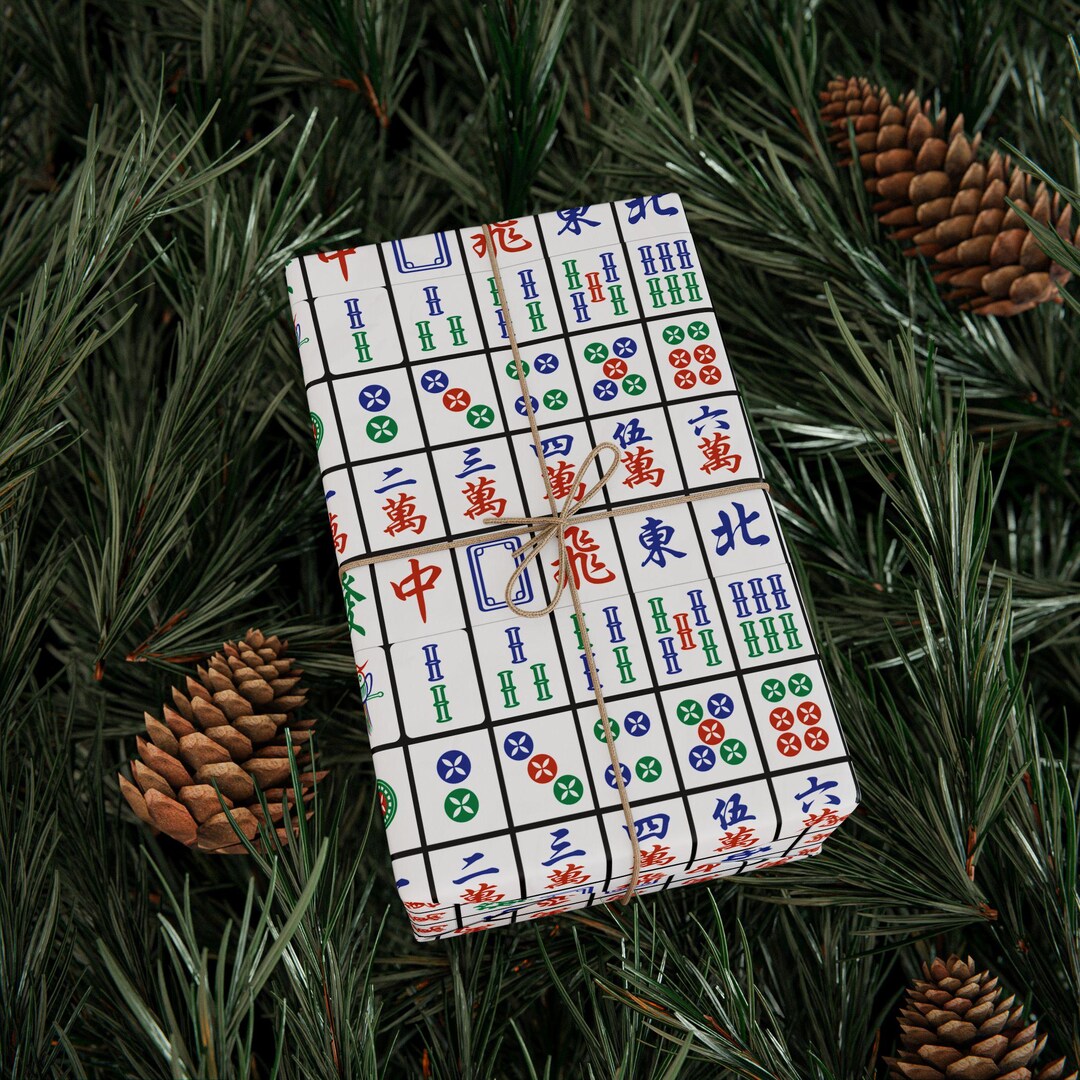 Mahjong Gift Wrapping Paper, Mahjong Friendship Gift Wrap, Mahjong ...