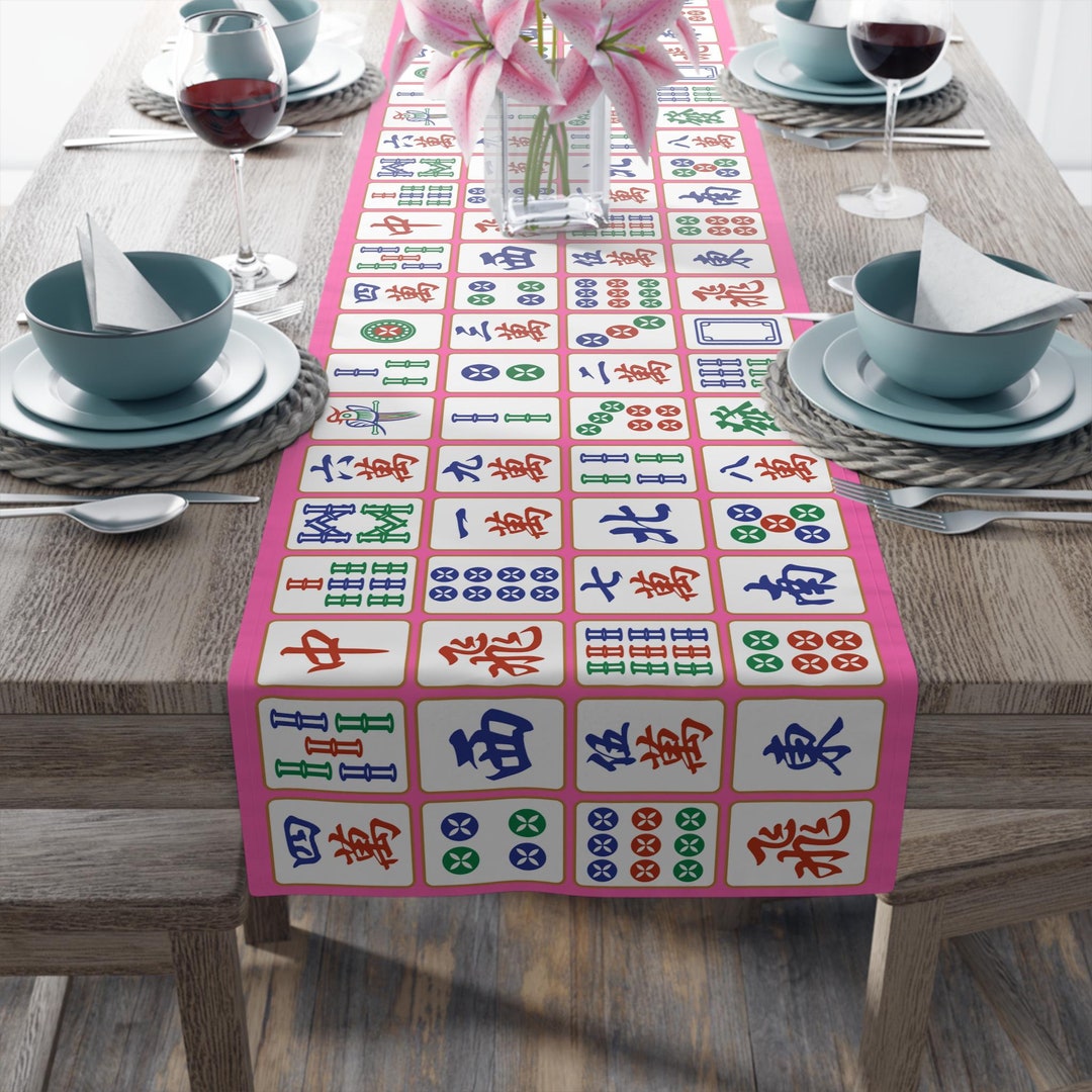 Mahjong Table Runner 16x72in, Birthday Gift, Mahjongg Table Cloth ...